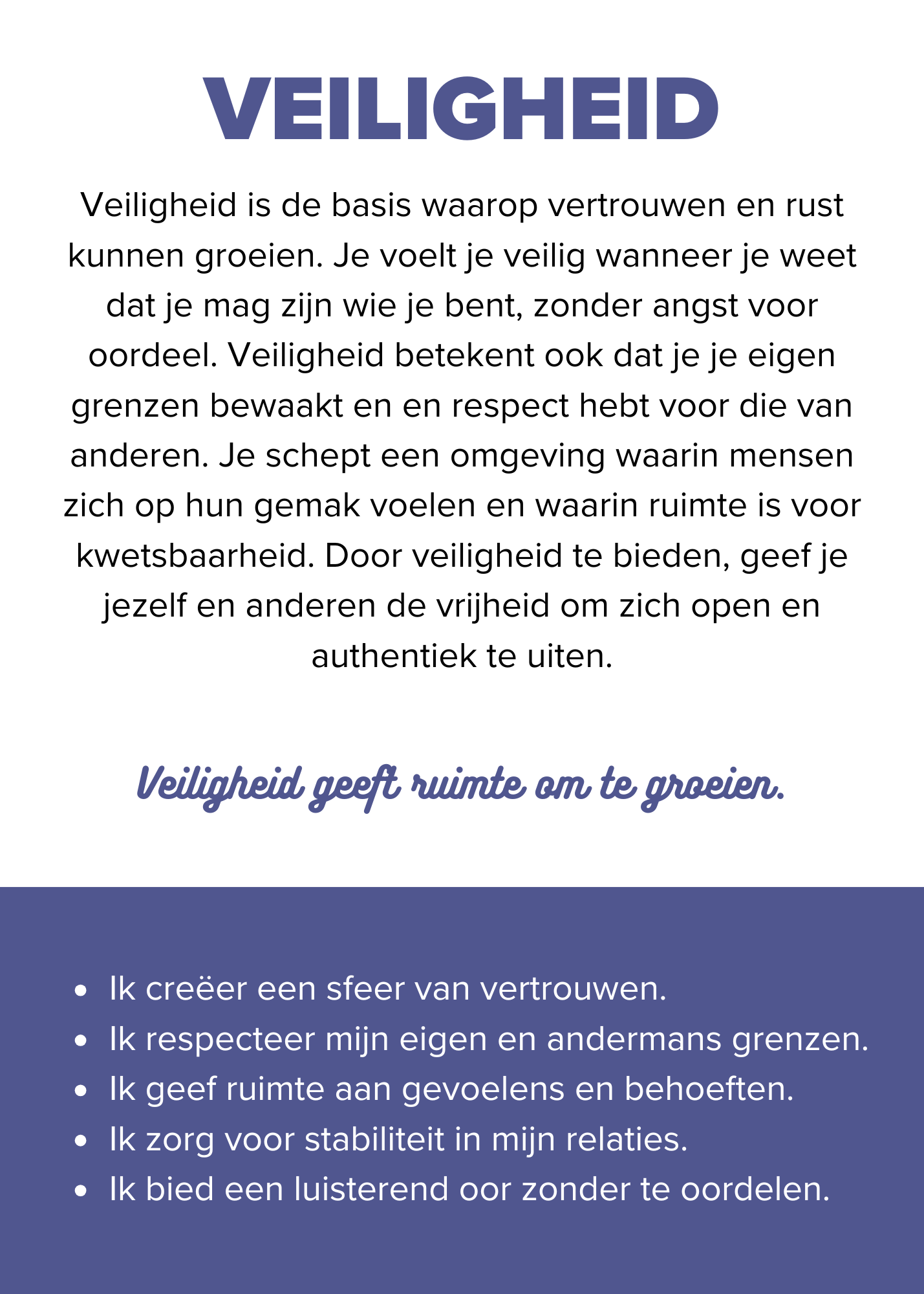 Verbinding. Veiligheid. Vreugde.